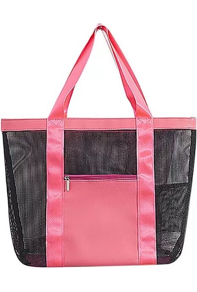 Busgame Askılı Cepli Plaj Çantası - Pembe - Siyah (Yurt Dışından)