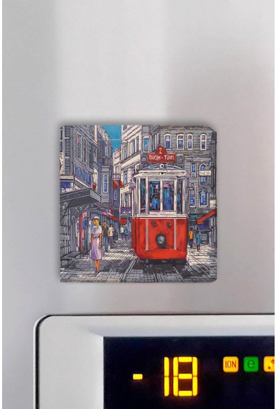 Cekuonline Desenli Magnet Baskılı Doğal Taş Buzdolabı Magneti Taksim
