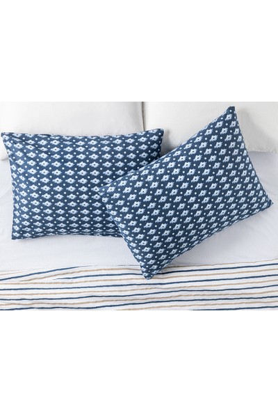 English Home Joyous Patches Pamuklu 2'li Yastık Kılıfı 50X70 cm Indigo