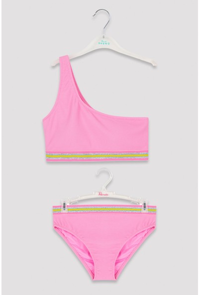 Penti Açık Pembe Kız Çocuk Sweet One Shulder Bikini Set Penti Açık Pembe Kız Çocuk Sweet One Shulder Bikini Set