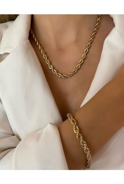 Stainless Steel Vip Çelik Stainless Steel Kolye ve Bileklik Set Takım