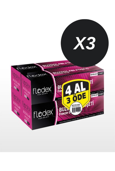Flodex 4'lü Paket Büyük Boy Buzdolabı Poşeti *3ADET Flodex 4'lü Paket Büyük Boy Buzdolabı Poşeti *3ADET