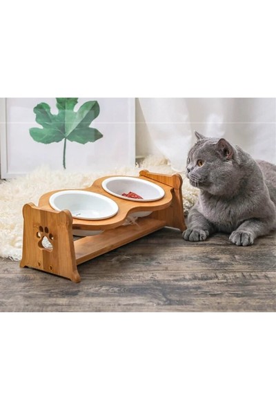 Bushop Bushop Kedi - Köpek Mama & Su Kapları - Gerçek Ahşap - Kaydırmaz - Çift Kaseli - Badem Bushop Bushop Kedi - Köpek Mama & Su Kapları - Gerçek Ahşap - Kaydırmaz - Çift Kaseli - Badem