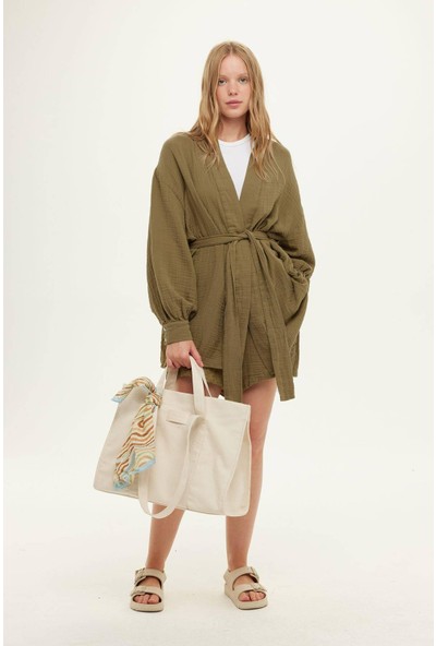 Manuka Organik Müslin Kimono Haki