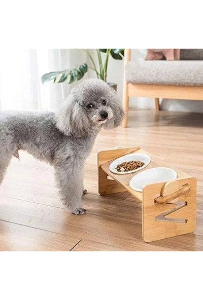 Bushop Bushop Kedi - Köpek Mama & Su Kapları - Gerçek Ahşap - Kaydırmaz-Yükseklik Ayarlı-Çift Kaseli -Ela Bushop Bushop Kedi - Köpek Mama & Su Kapları - Gerçek Ahşap - Kaydırmaz-Yükseklik Ayarlı-Çift Kaseli -Ela