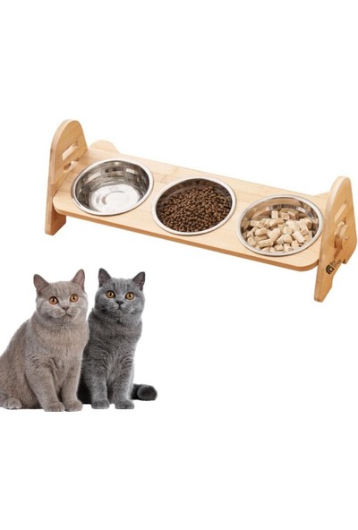 Bushop Bushop Kedi-Köpek-Mama Kabı - Ayarlanabilir Başlık- Lüx Ahşap-Üçlü- Seramik Kase-Alfa Modeli Bushop Bushop Kedi-Köpek-Mama Kabı - Ayarlanabilir Başlık- Lüx Ahşap-Üçlü- Seramik Kase-Alfa Modeli