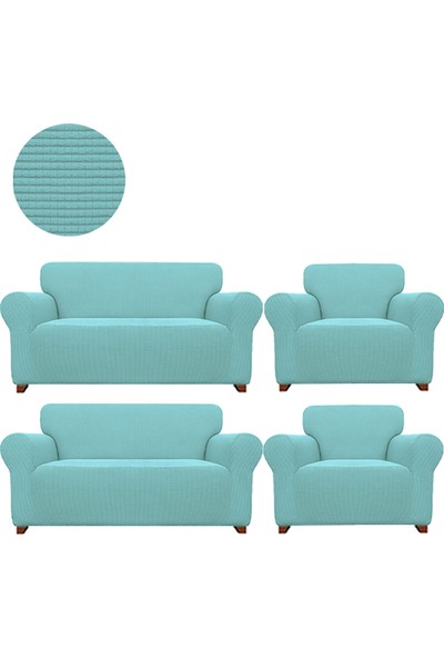 Elgeyar Likrali Koltuk, Kanepe, Çekyat Örtüsü Lastikli, Pitikare Desen3+3+1+1