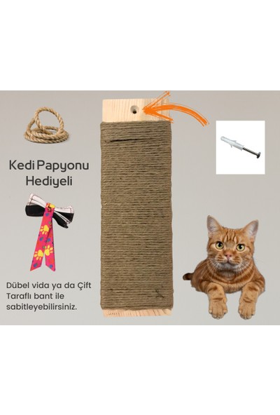 Bushop Kedi Tırmalama Tahtası Dikdörtgen Eko Model + Papyon Hediyeli + Doğal Ahşap + Duvar Dübeli + Vida. Bushop Kedi Tırmalama Tahtası Dikdörtgen Eko Model + Papyon Hediyeli + Doğal Ahşap + Duvar Dübeli + Vida.