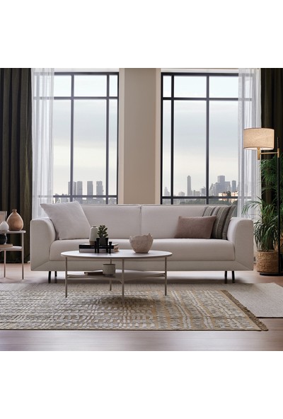 Enza Home Basel 3'lü Yataklı Koltuk - Beyaz Enza Home Basel 3'lü Yataklı Koltuk - Beyaz