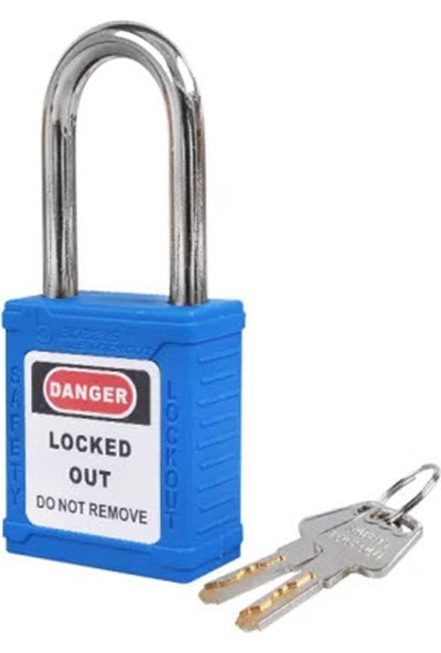 Kaizen Market 38 mm Paslanmaz Çelik Emniyet Asma Kilit (Mavi) Kaizen Market 38 mm Paslanmaz Çelik Emniyet Asma Kilit (Mavi)