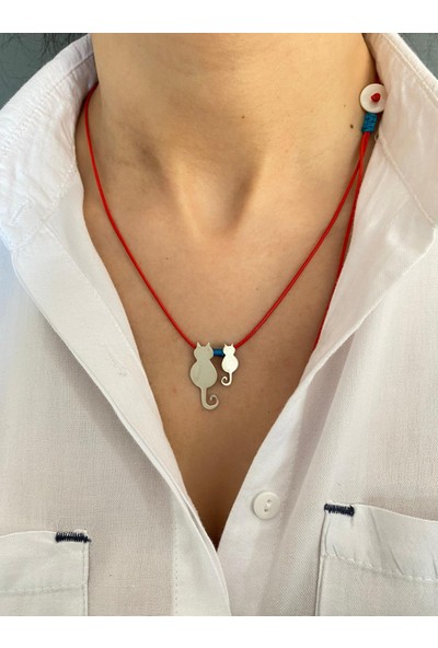 Roma Silvers Kırmızı Kedi Kolye