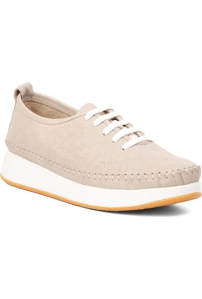 Pabucmarketi Gri Hakiki Deri Kadın Günlük Ayakkabı