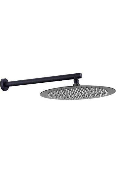 Fause Ankastre Duş Başlığı Borulu Oval Slim Metal Ø25 cm Siyah Fause Ankastre Duş Başlığı Borulu Oval Slim Metal Ø25 cm Siyah