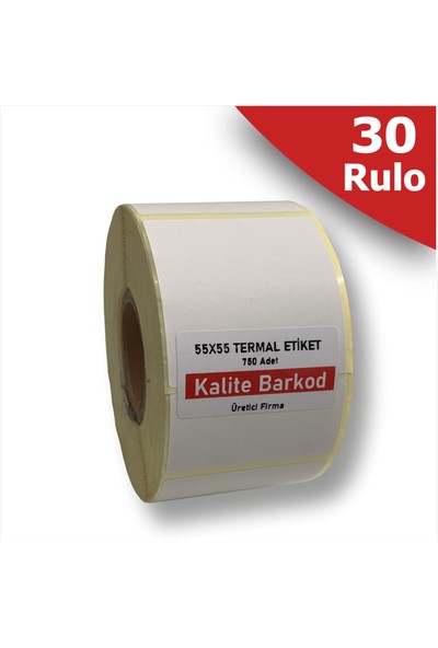 55X55 Termal Etiket 30 Rulo Barkod Etiketi 55X55 Termal Etiket 30 Rulo Barkod Etiketi