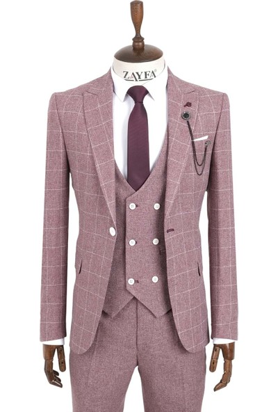 Vito Andolini Bordo Slim Fit Yelekli Erkek Takım Elbise Vito Andolini Bordo Slim Fit Yelekli Erkek Takım Elbise