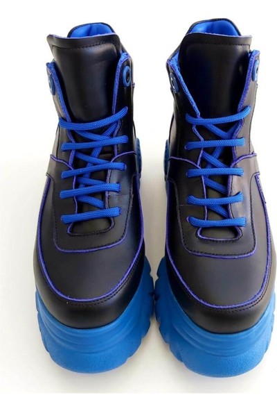 Hakiki Deri Özel Tasarım Yüksek Tabanlı Spor Bot