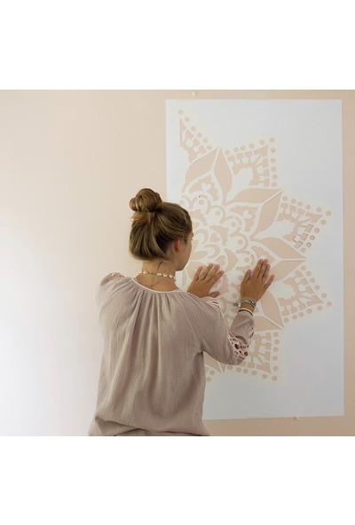 Mandala Art Fabric Büyük Boy Mandala Duvar Dekoratif Hazır Şablon 100 x 100 cm