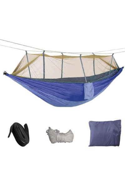 Mavi Cibinlikli Hamak - Çantalı Hamak Piknik Hamağı