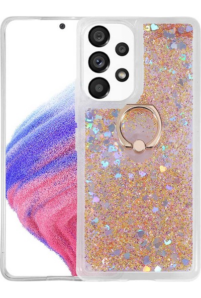 Kupa Samsung Galaxy A13 4g Kılıf Darbe Emici Airbag Sıvı Akışkan Pullu Yüzüklü Standlı Silikon Kapak