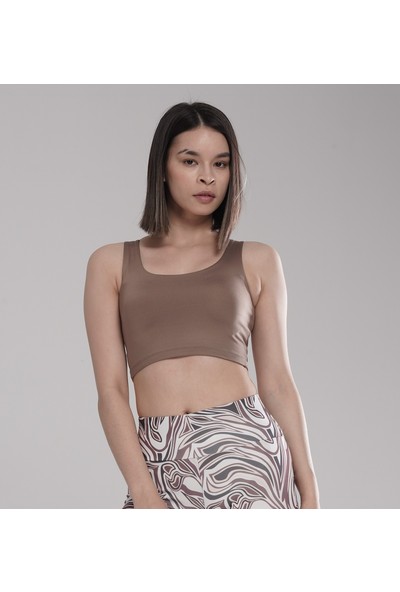 Mdz Collectıon Parlak Likralı Vizon Crop Mdz Collectıon Parlak Likralı Vizon Crop