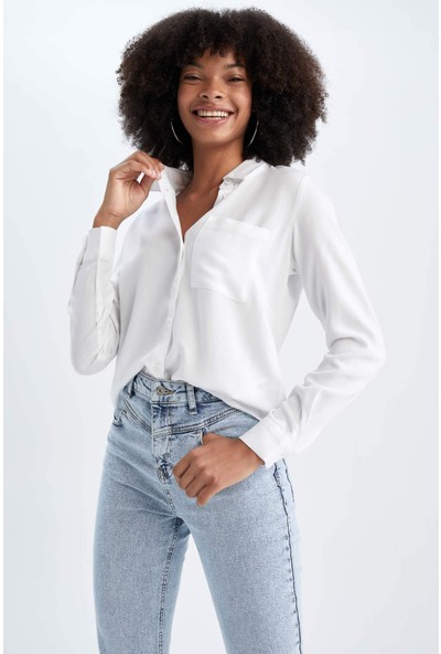 Regular Fit Gömlek Yaka Uzun Kollu Viskon GÖMLEK N2518AZ22AU