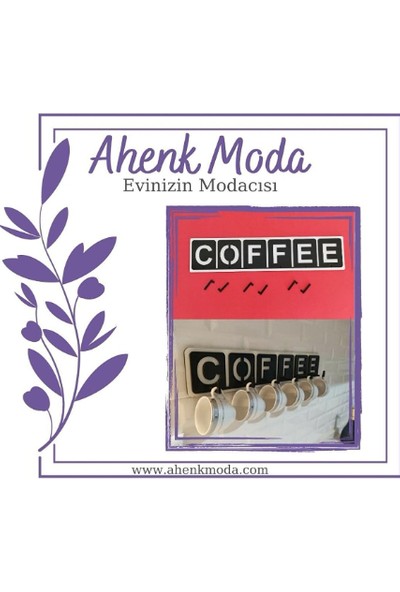 Dekoratif Coffee Yazılı Mutfak Fincan ve Kupa Askılığı Dekoratif Coffee Yazılı Mutfak Fincan ve Kupa Askılığı