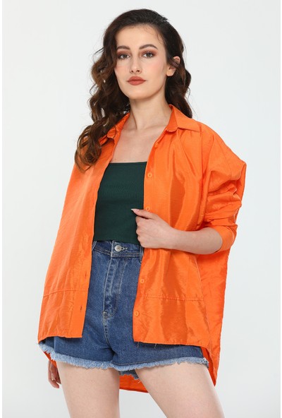 Julude Orange Kadın Oversize Uzun Kollu Ayrobin Gömlek P-040321 Julude Orange Kadın Oversize Uzun Kollu Ayrobin Gömlek P-040321
