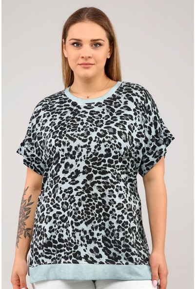 Sea Moda Leopar Desenyanları Yırtmaçlı Yağ Yıkama Kısa Kol Tshirt-Açık Yeşil Sea Moda Leopar Desenyanları Yırtmaçlı Yağ Yıkama Kısa Kol Tshirt-Açık Yeşil