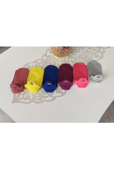 6 Lı Emojili Karışık Renkli Bayan Çorap 6 Lı Emojili Karışık Renkli Bayan Çorap