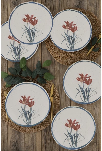 Mersah Lale Desenli 6'lı Servis Tabağı Mersah Lale Desenli 6'lı Servis Tabağı