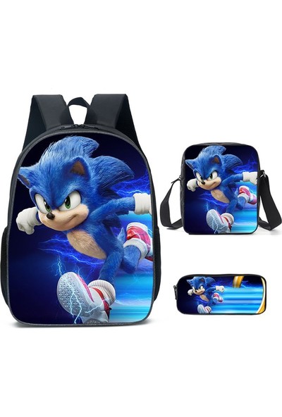 FIY 3 Parça Sonic Okul Sırt Çantası Set - Siyah/Mavi (Yurt Dışından)