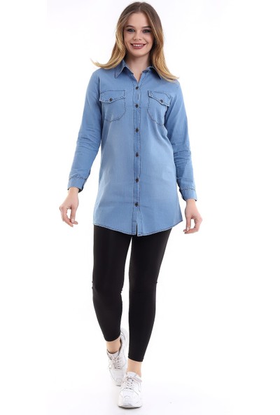 Enfi Cepli Kot Gömlek Mavi Enfi Cepli Kot Gömlek Mavi