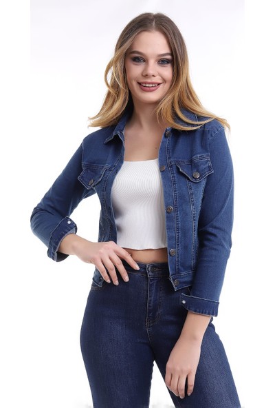 Enfi Sportif Dikişli Kot Ceket Mavi Enfi Sportif Dikişli Kot Ceket Mavi