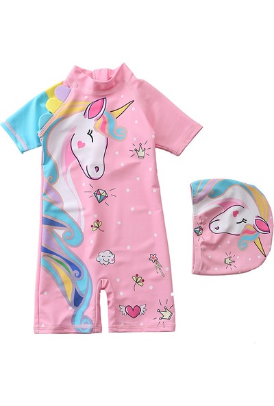 Lovehome Tek Parça Uzun Kollu Kız Çocuk Mayo - Pembe (Yurt Dışından)