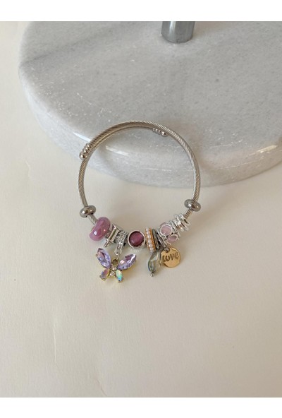 DaisyJw Kelebek Pandora Çelik Bileklik