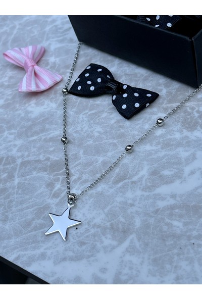 Spotex Kadın Yıldız Detaylı Gümüş Renk Kolye