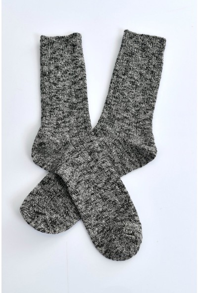 Unisex Norveç Alpaka Termal Renkli Uzun Çorap - Füme