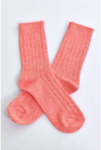 Unisex Norveç Alpaka Termal Renkli Uzun Çorap - Yavruağzı