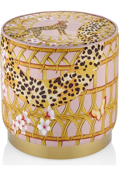 Chiara Alessi Il Giardino Pembe Leopar Desenli Puf 40 x 40 cm