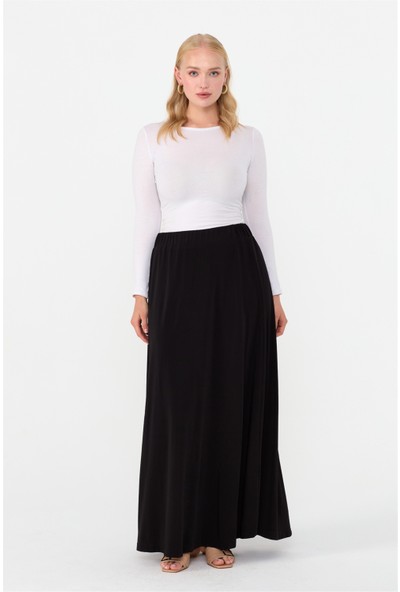 Nihan Beli Lastikli Büyük Beden Etek Siyah