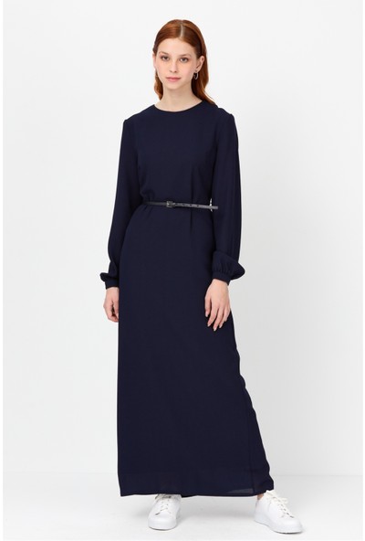 Nihan Kemerli Elbise Lacivert