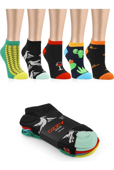 Ozzy Socks 5 Çift Eğlenceli Desenler Kadın Patik Çorap OZZYP005