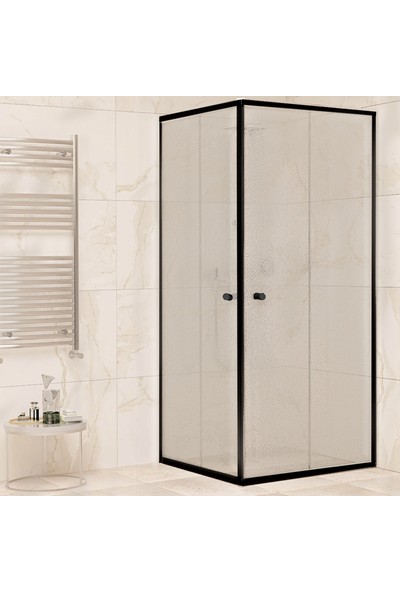 Sanica Magna Kabin Kare Siyah Şeffaf 4mm 90 x 90 cm