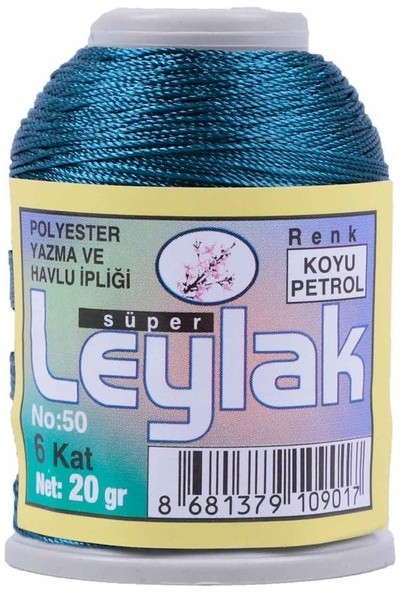 Leylak 6 Kat 20 gr No 50 Polyester Yazma ve Havlu Ipi Koyu Petrol