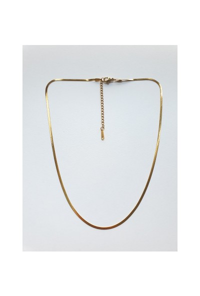 Mugeta Çelik Gold Ince Italyan Yassı Zincir Kolye