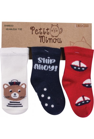 Petit Minou Erkek Bebek 3lü Abs Ship Ahoy Soket Çorap Petit Minou Erkek Bebek 3lü Abs Ship Ahoy Soket Çorap