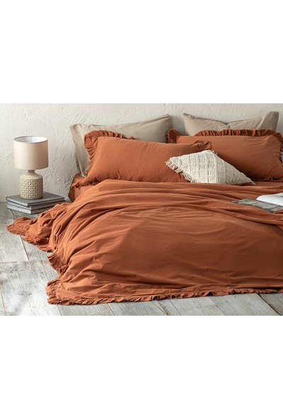 English Home Sandy Antik Boyama Çift Kişilik Nevresim Takımı 200X220 cm Terracotta English Home Sandy Antik Boyama Çift Kişilik Nevresim Takımı 200X220 cm Terracotta