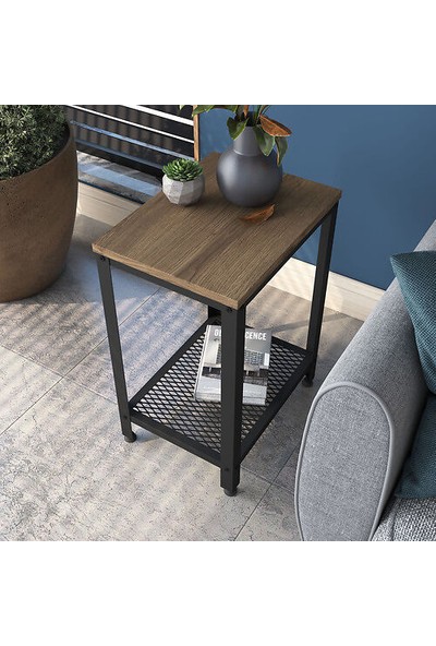 Rani AD102 Yan Sehpa Çok Amaçlı Dikdörtgen Servis Sehpası Endüstriyel Tasarım Metal - Hitit Ceviz Rani AD102 Yan Sehpa Çok Amaçlı Dikdörtgen Servis Sehpası Endüstriyel Tasarım Metal - Hitit Ceviz