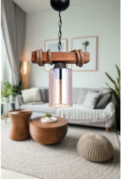 Supply Home Ahşap Halatlı Bal Cam Tekli Sarkıt Avize Supply Home Ahşap Halatlı Bal Cam Tekli Sarkıt Avize