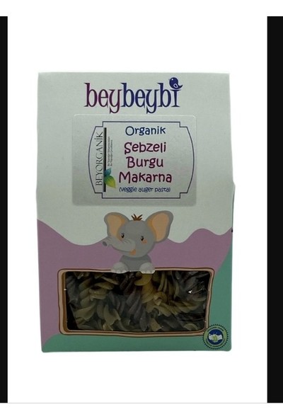 Beyorganik Beybeybi Organik Sebzeli Burgu Makarna Siyah Havuç Brokoli Balkabaklı 120GR +7 Ay